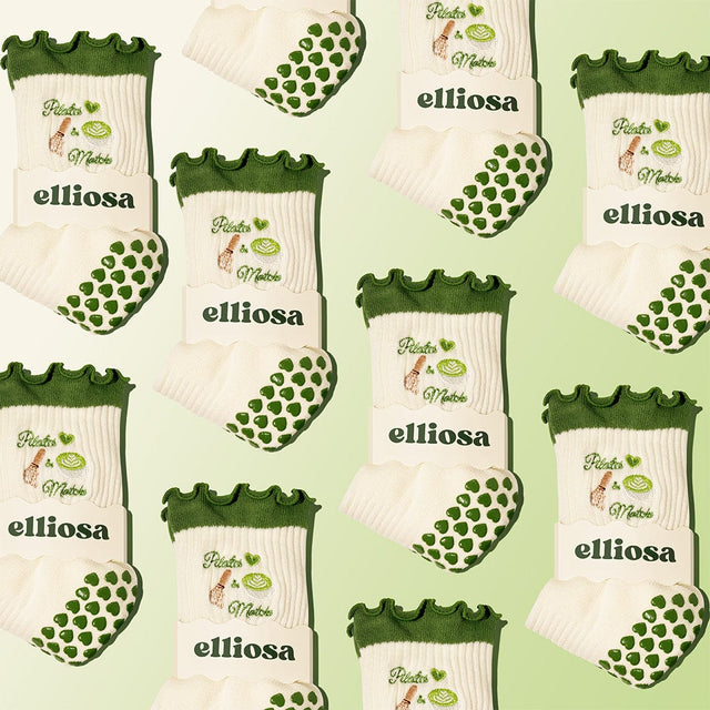 Elliosa Pilates & Matcha Grip Socks | Non Slip Pilates Socks